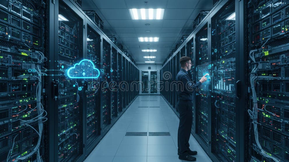 AI-Generated Cloud Server Management Stock Illustration - Illustration of light, intelligence ...