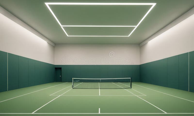 Tennis Court with Green and White Color Scheme Features Net in the ...