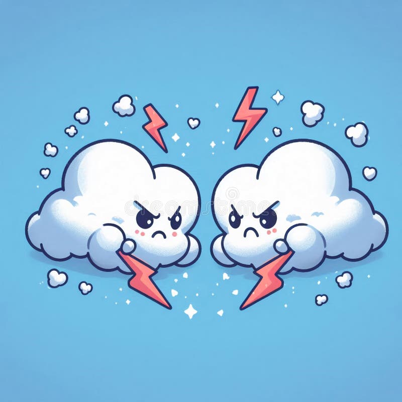 The Image Depicts a Tense Standoff between Two Clouds, Radiating ...