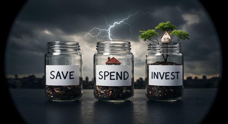 Save, Spend, Invest: a Financial Strategy Stock Image - Image of home ...