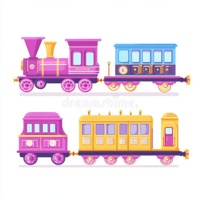 The Image Depicts a Train with Bright Colors on a Railway Track that ...