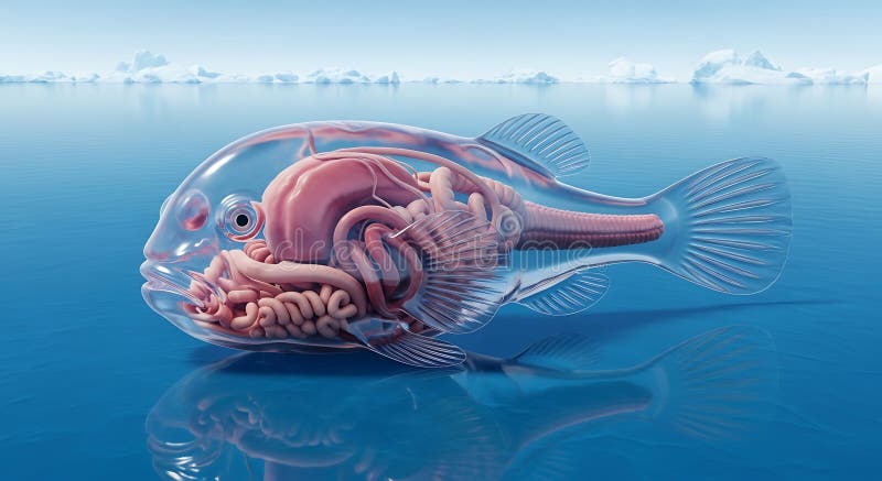 Transparent Fish Anatomy in Arctic Waters Stock Illustration ...