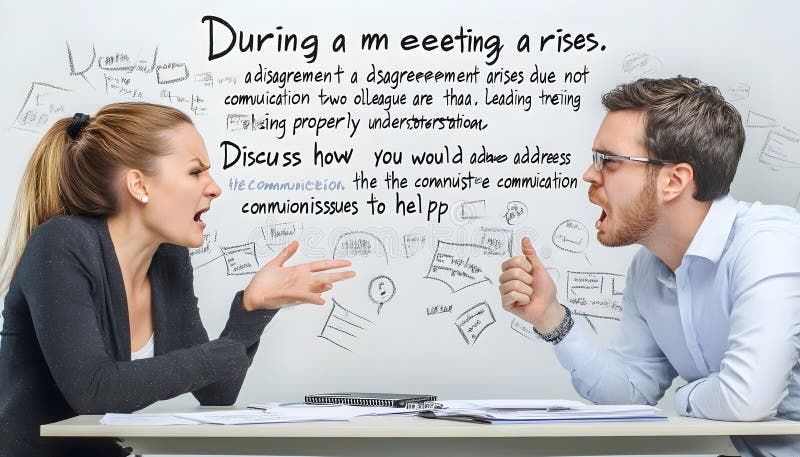 Two Colleagues Arguing about Communication Issues during a Meeting ...