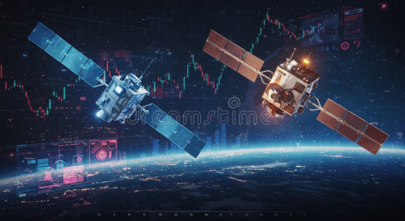 AI-Generated Satellite Network Visualization Stock Illustration ...