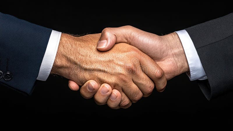Partners in Collaboration: Two Professionals Clasping Hands in Mutual ...