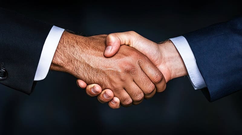 Partners in Collaboration: Two Professionals Clasping Hands in Mutual ...