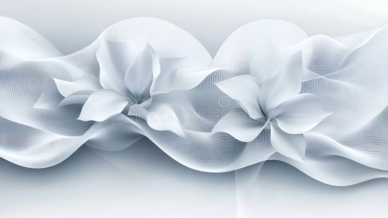 Elegant White Flowers in Abstract Wave Design Stock Illustration ...