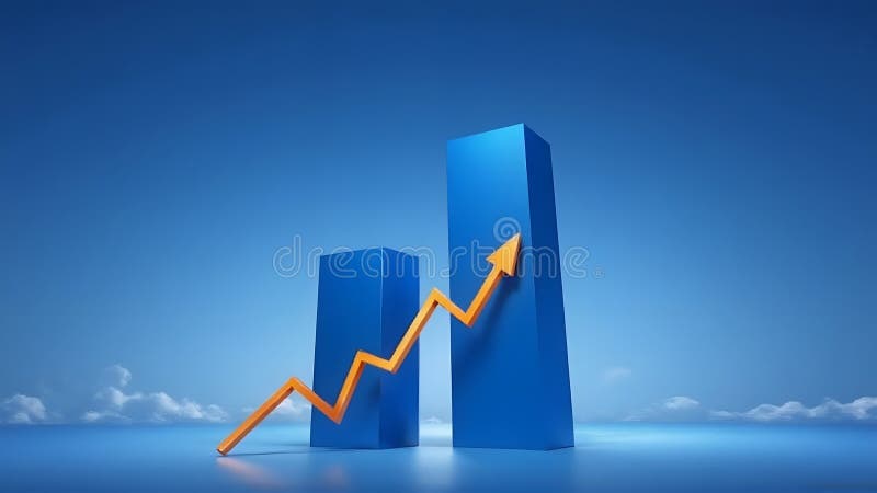 Rising Growth, Blue Towers, Upward Trend Stock Illustration ...