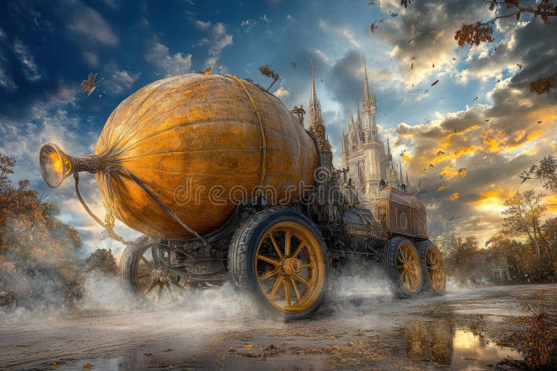 Pumpkin Carriage Blasting Off with Rocket Power Stock Illustration ...