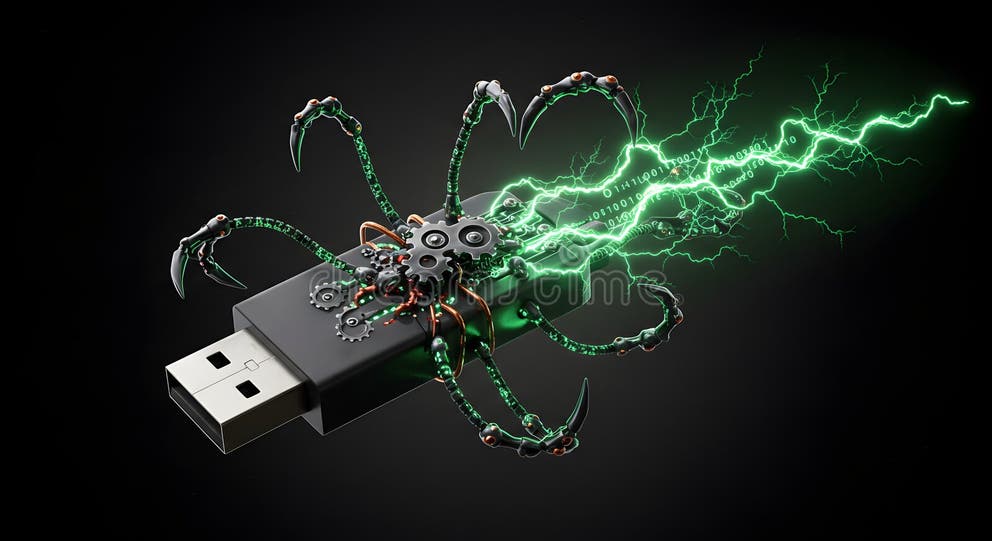 AI-Generated USB Malware Attack Stock Illustration - Illustration of ...