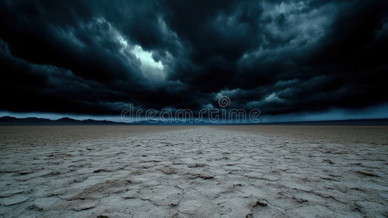 A Desolate Landscape Under a Stormy Sky. Stock Photo - Image of ...
