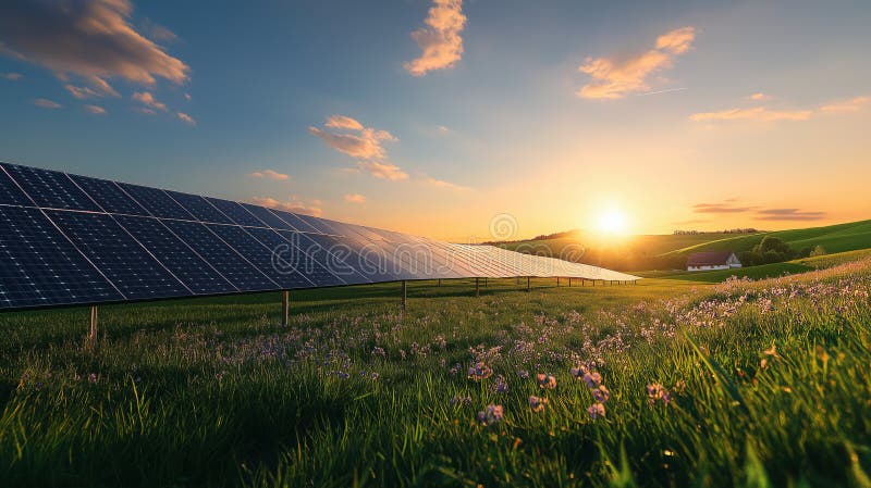 Expansive Solar Array Harnessing Strong Sunlight among Peaceful ...