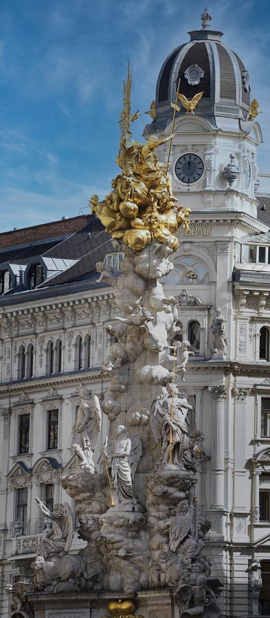 Vertical Panorama of the Plague Column in Vienna Editorial Photo ...