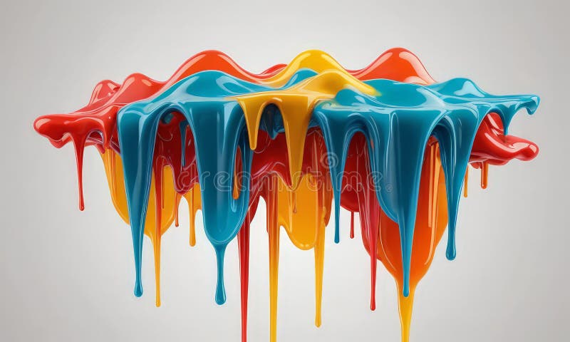 3D Dripping, Multicolored Substance in Dynamic, Abstract Composition ...