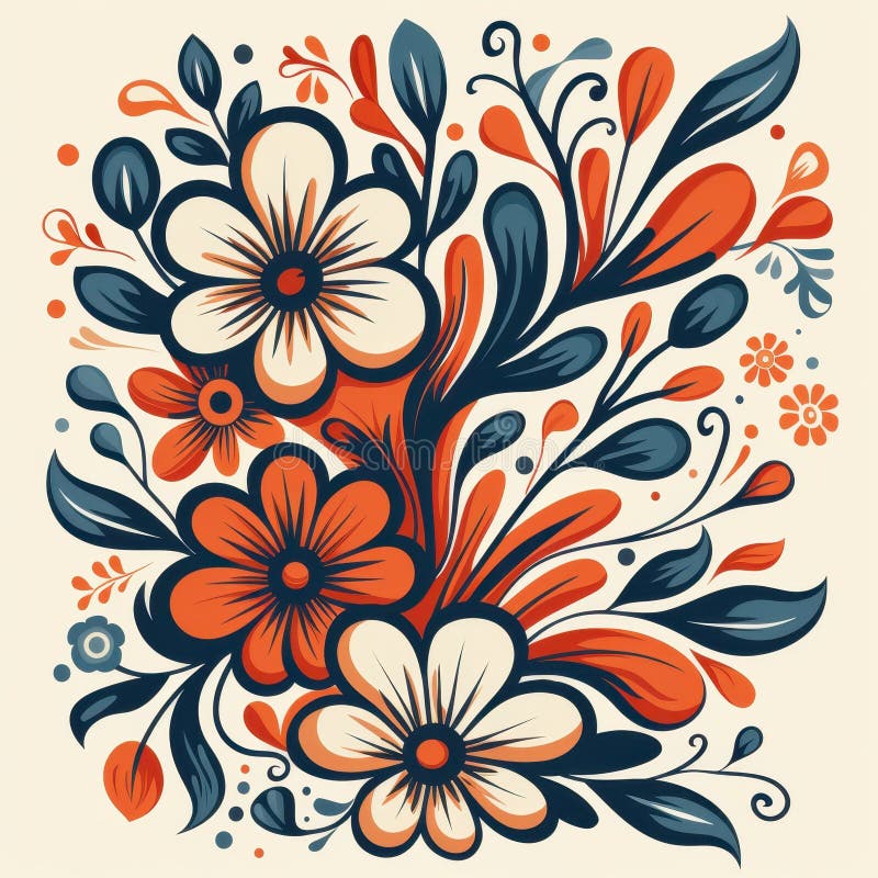 Retro Psychedelic Flower Pattern Stock Illustration - Illustration of ...