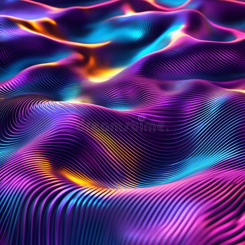 Colorful Abstract 3D Waves with Holographic Effects for Creative ...