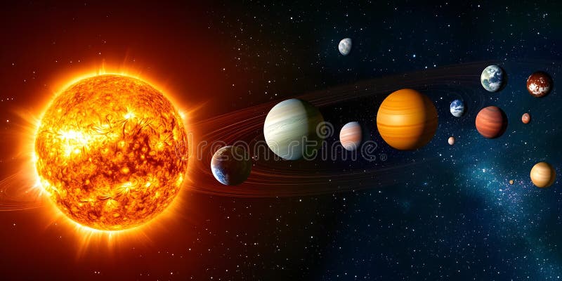 Vibrant Solar System Scene with Planets Stock Illustration ...