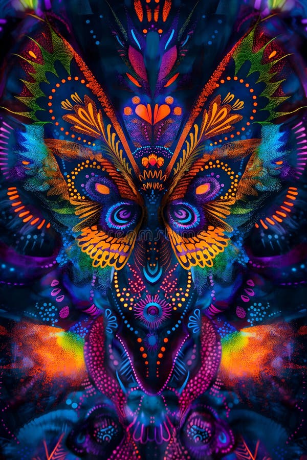 Psychedelic Butterfly Artwork Stock Illustration - Illustration of ...