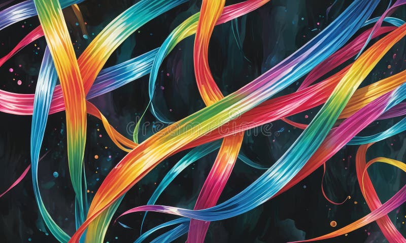 Vibrant Abstract Composition Multicolored Ribbons and Lines Against ...