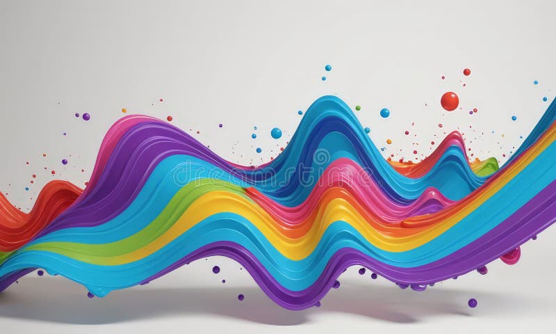 Dynamic Abstract Composition Features Wave-like Shape in Blue, Purple ...