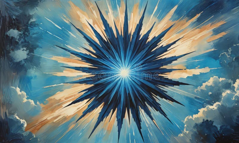 Vibrant Abstract Artwork Features Large Blue Explosion with Orange and ...