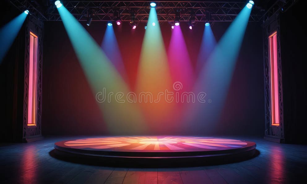Circular Stage with Circular Platform and Circular Light Source in the ...