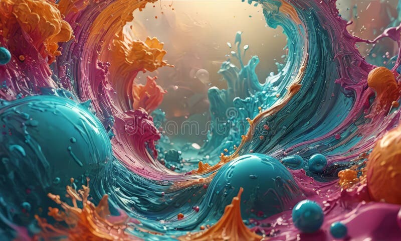 Vibrant Abstract Composition Features Swirling Pattern Blue, Orange ...