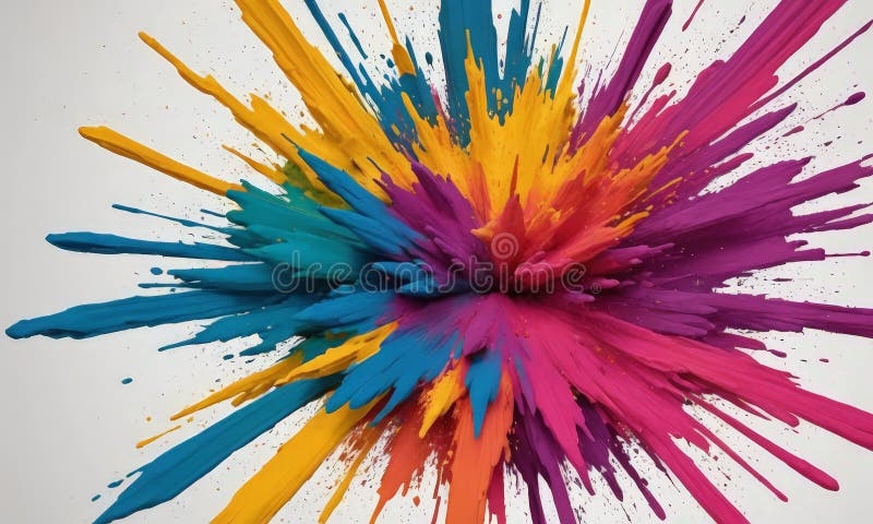 Vibrant Explosion Paint in Various Colors, Including Blue, Yellow, Pink ...