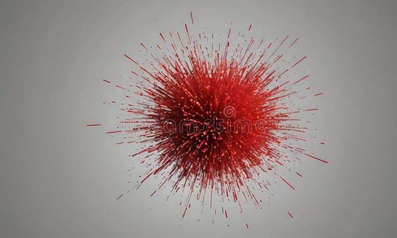 Red Burst Particles Radiates Outward from Central Point, Creating ...
