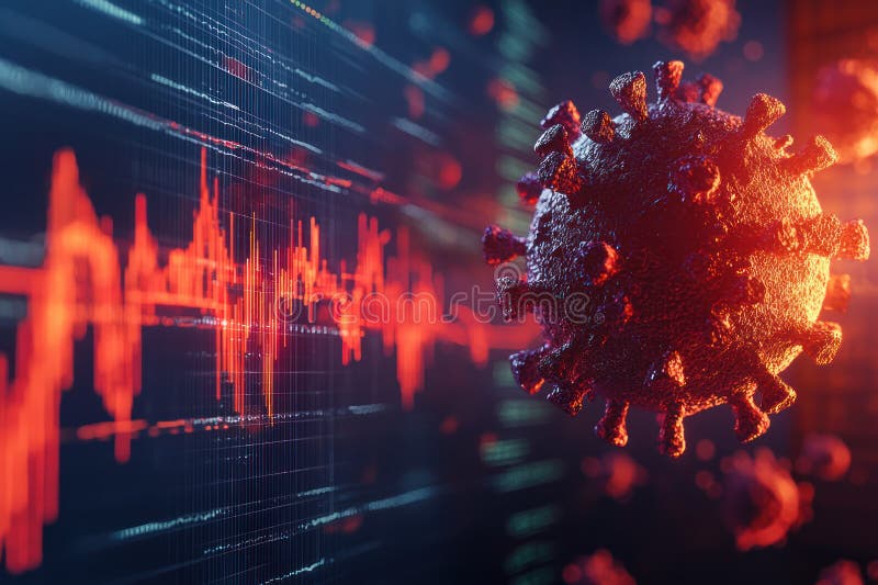 Image Depicts Virus Model Alongside Fluctuating Data Graph, Symbolizing ...