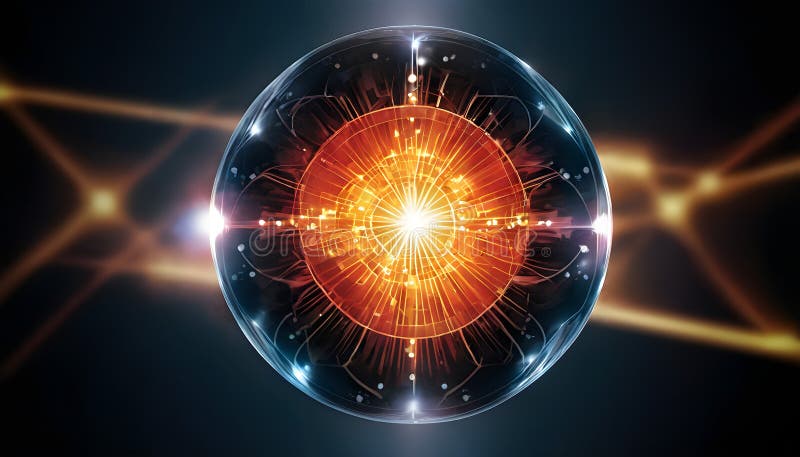 Futuristic Glowing Core with Abstract Tech Patterns Stock Illustration ...