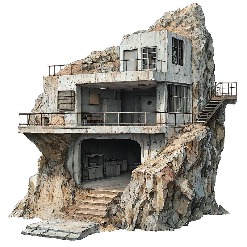 Fortified Cliffside Bunker stock illustration. Illustration of ...