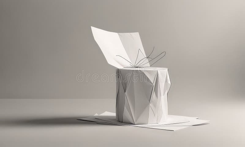 White Cylindrical Object with Curved Top and Small Wire Sculpture on ...