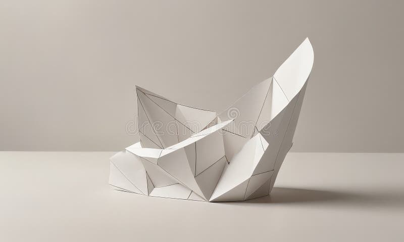White Origami Sculpture with Pointed Top and Triangular Base is ...