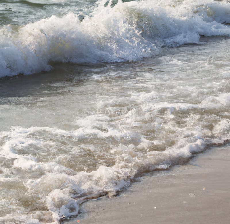Image Des Vagues Blanches Mousseuses Dans Le Mouvement Sur La Plage ...