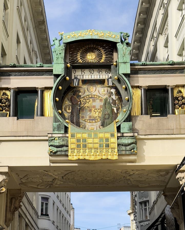Antique Ankeruhr Clock in Vienna Editorial Stock Photo - Image of ...