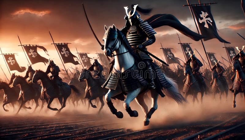 The Black General: Charge of the Samurai Cavalry Stock Illustration ...