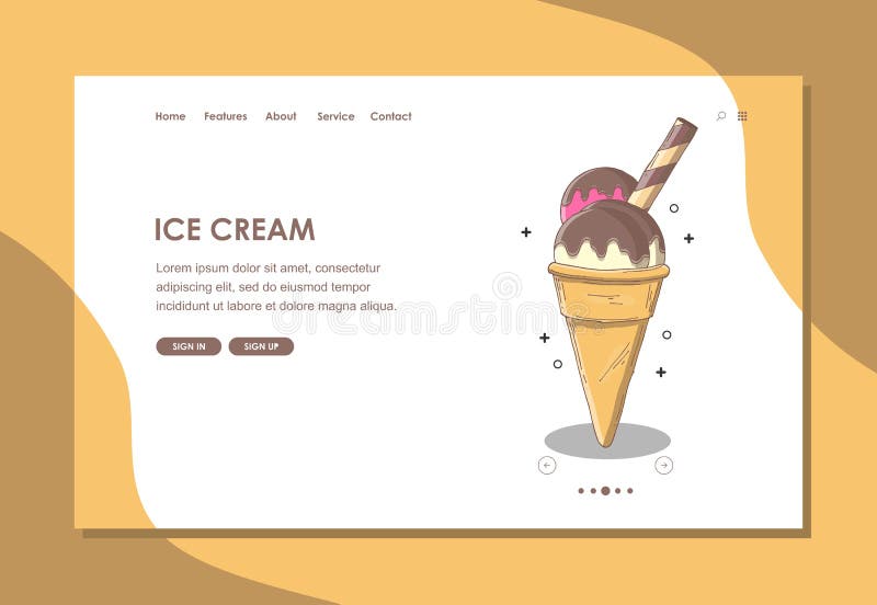 Ice Cream Landing Page with Flat Simple Design. Modern Flat Design ...