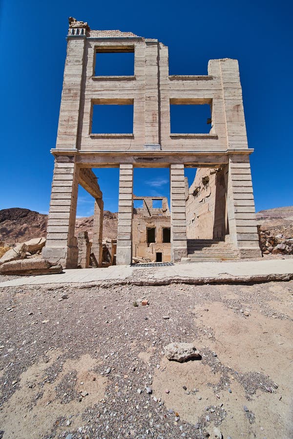 Desert Ghost Town Rhyolite Front of Bank Building Stock Image - Image ...
