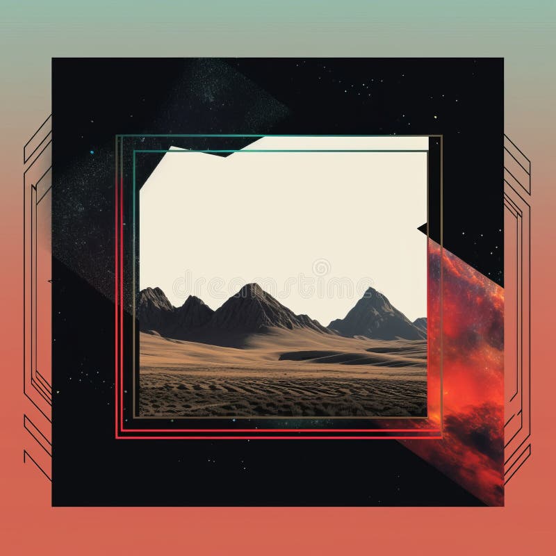 An Image of a Desert Landscape with a Frame Around it Stock ...