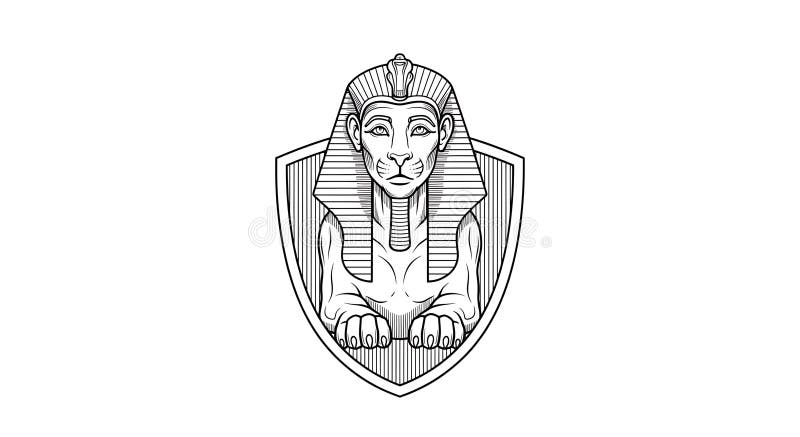 Sphinx Emblem Illustration in Line Art Style Stock Illustration ...