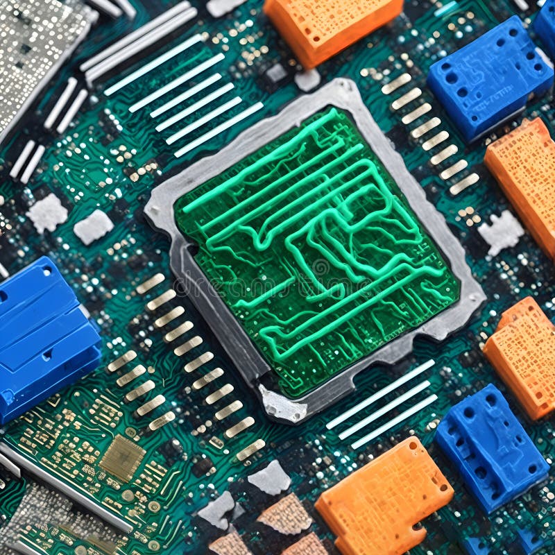 Image of a Detailed Close-up of a Circuit Board, with Intricate ...