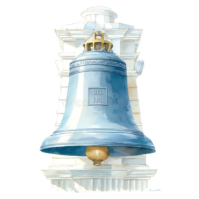 A Large Blue Bell in a White Architectural Structure Closeup ...