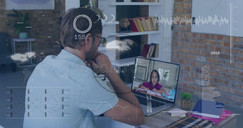 Image of Diagrams and Data Processing Over Caucasian Male Teacher ...