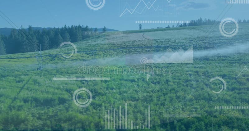 Image of Diagrams and Data Processing Over Plantation Stock Photo ...
