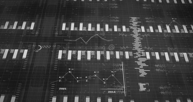Image of Diagrams with Numbers and Data Processing on Black Background ...