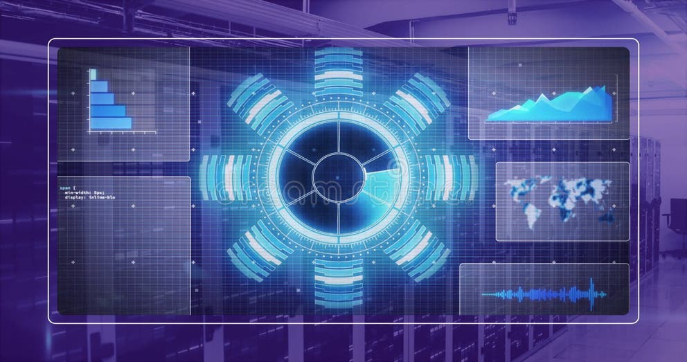Image of Diagrams, Scope Scanning and Data Processing Over Server Room ...
