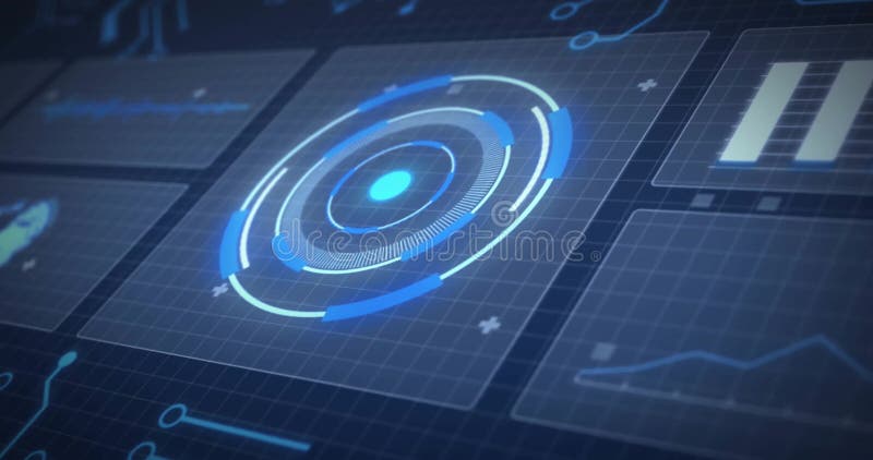 Image of Diagrams and Scope Scanning with Globe Over Connections Stock ...