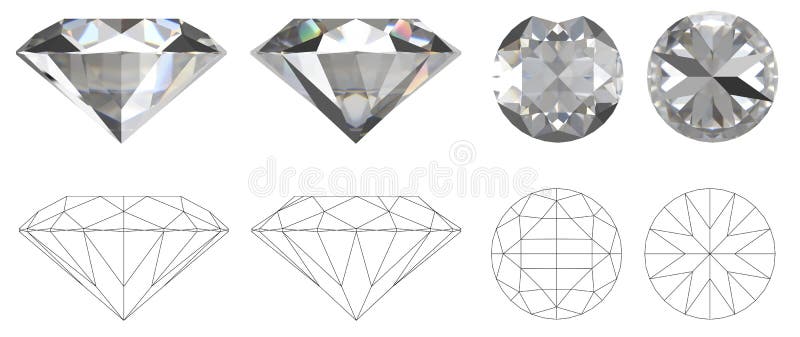 Image of Diamond from Four Sides with Technical Drawing of Folds Stock ...
