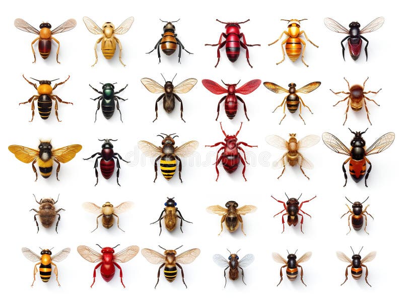 Different Insects on White Background Stock Illustration - Illustration ...